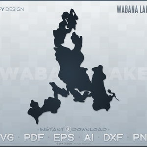 Wabana Lake SVG - Digital File Set - Minnesota | Vector Outline Map ...