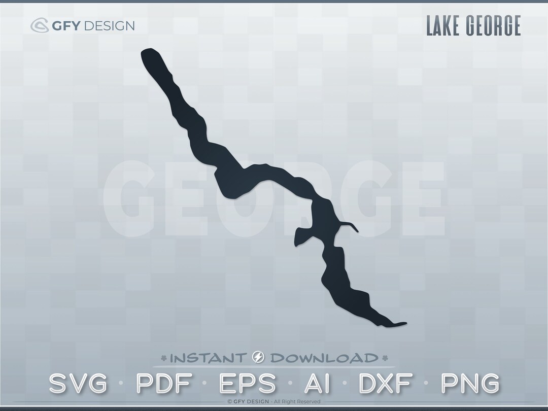Lake George Michigan SVG Digital File Set - MI Vector Outline Map Shape ...
