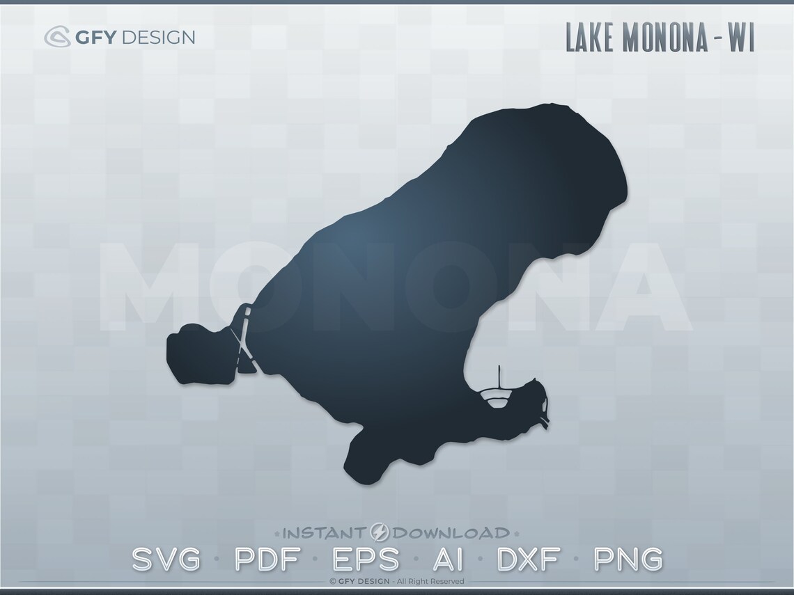 Lake Monona, Wisconsin - SVG - Digital File Set | Vector Outline Map ...
