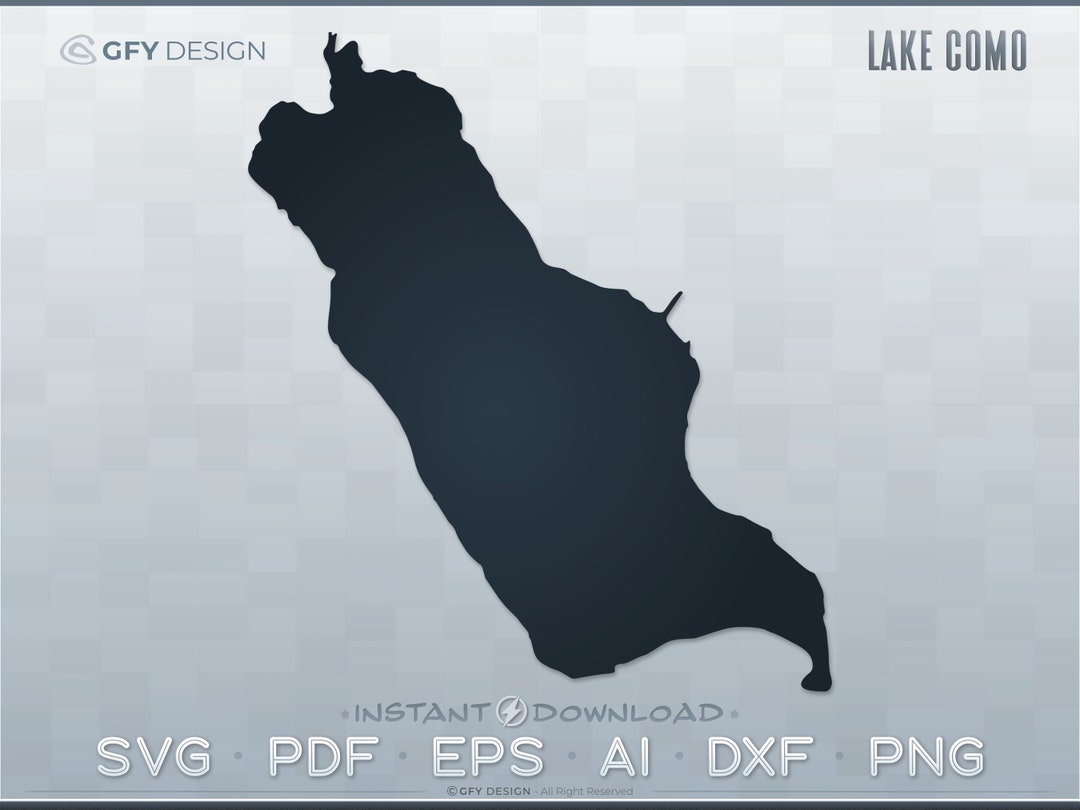 Lake Como SVG - Digital File Set - New York | Vector Outline Map Shape ...