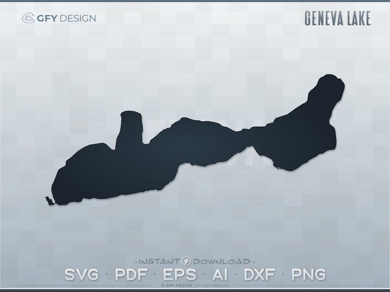 Geneva Lake SVG - Digital File Set - Wisconsin | Vector Outline Map ...