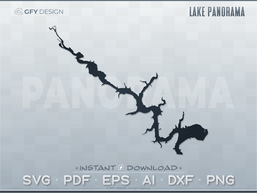 Lake Panorama SVG Digital File Set - Iowa, IA | Vector Outline Map ...