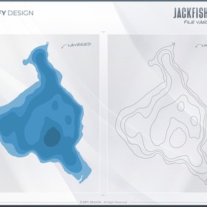 Jackfish Lake - Bathymetric Depth Layers SVG File Set - Saskatchewan SK ...