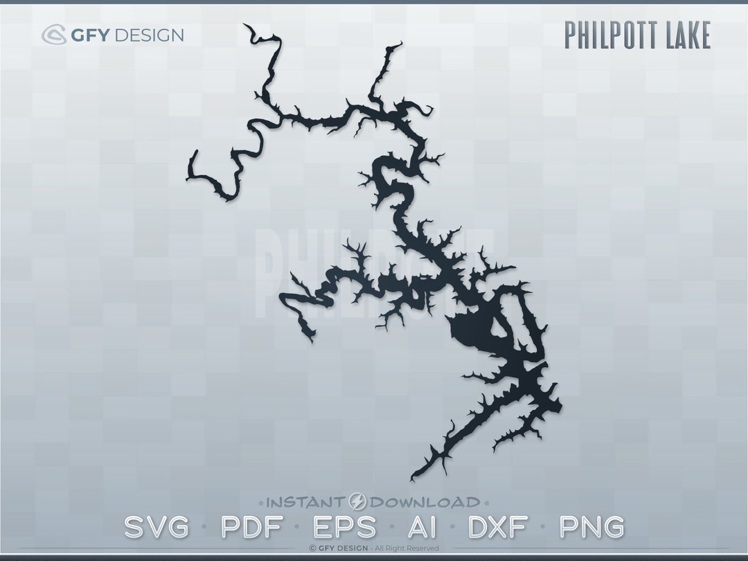 Philpott Lake SVG - Digital File Set - Virginia | Vector Outline Map ...