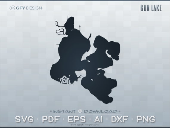 Gun Lake SVG Digital File Set Michigan Vector Outline | Etsy
