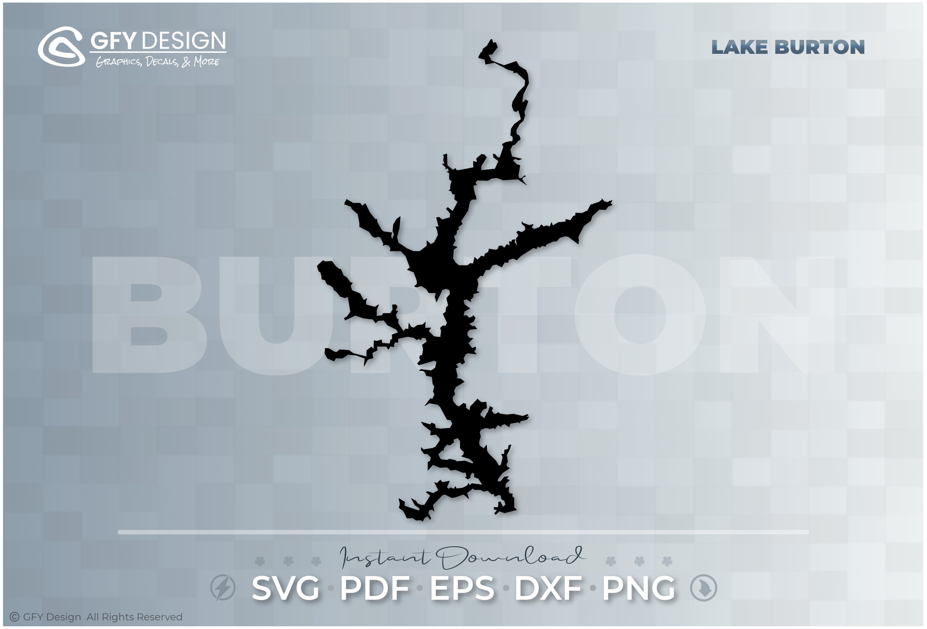 Lake Burton - Vector Graphic, Cut File, Map, Georgia, Print Ready ...