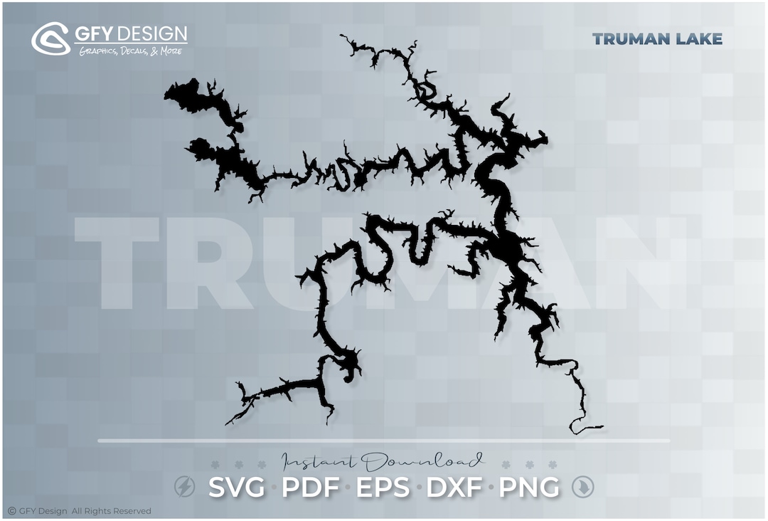 Truman Lake - Vector Graphic, Cut File, Map, Missouri, Reservoir, Print ...