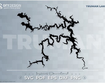 Truman Reservoir Lake Missouri Map Shape Silhouette Svg Png Dxf Pdf Eps ...