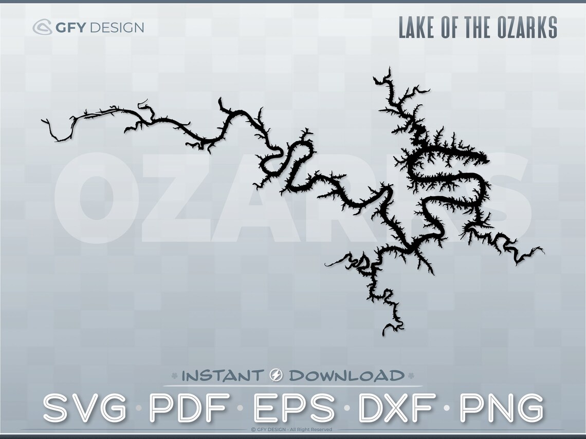 Lake of the Ozarks Vector Graphic Cut File Map Missouri | Etsy