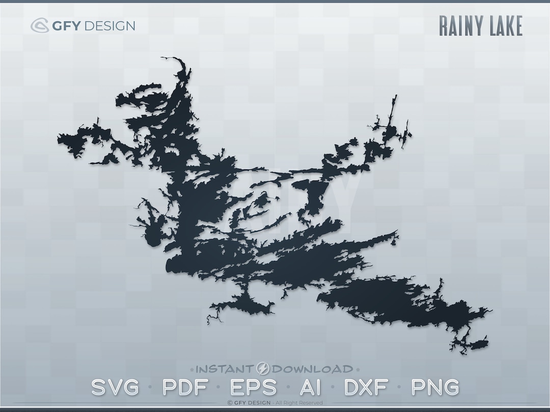 Rainy Lake SVG - Digital File Set - Ontario | Vector Outline Map Shape ...