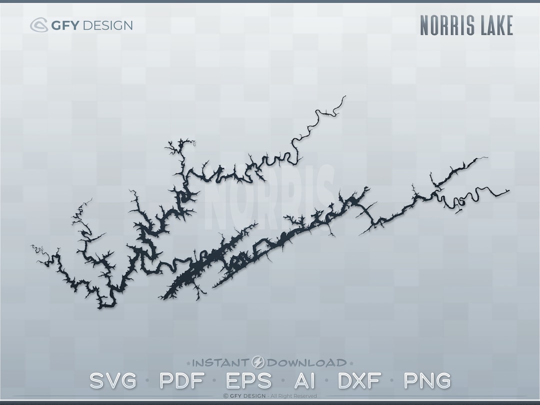 Norris Lake SVG - Digital File Set - Tennessee | Vector Outline Map ...