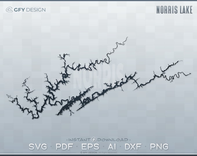 Detailed Norris Lake Map SVG Cut File PNG DXF Cricut Summer Vector ...