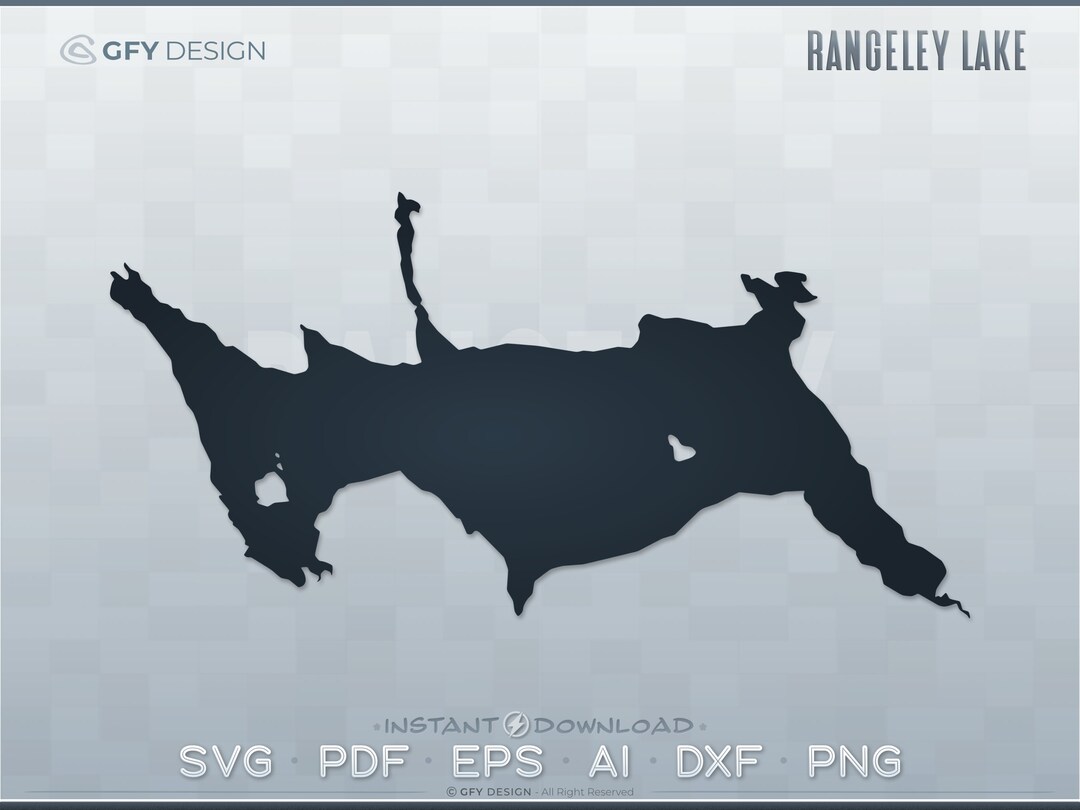 Rangeley Lake SVG - Digital File Set - Maine | Vector Outline Map Shape ...