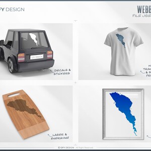 Webb Lake SVG - Digital File Set - Maine | Vector Outline Map Shape ...