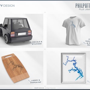 Philpott Lake SVG - Digital File Set - Virginia | Vector Outline Map ...