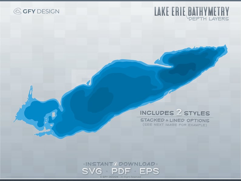 Lake Erie - Bathymetric Depth Layers SVG File Set - Great Lakes ...