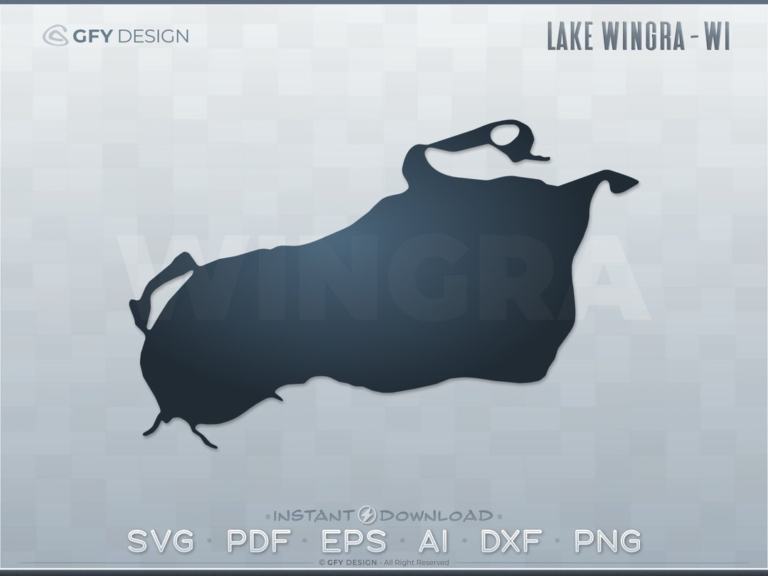 Lake Wingra, Wisconsin - SVG - Digital File Set | Vector Outline Map ...