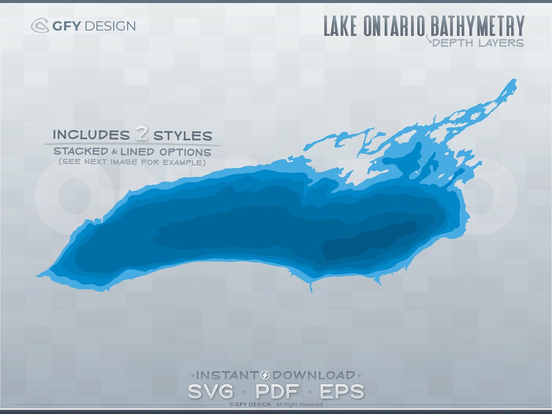 Lake Ontario - Bathymetric Depth Layers SVG File Set - Great Lakes ...