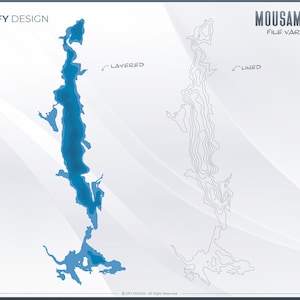 Mousam Lake - Bathymetric Depth Layers SVG File Set - Maine ME; Layered ...