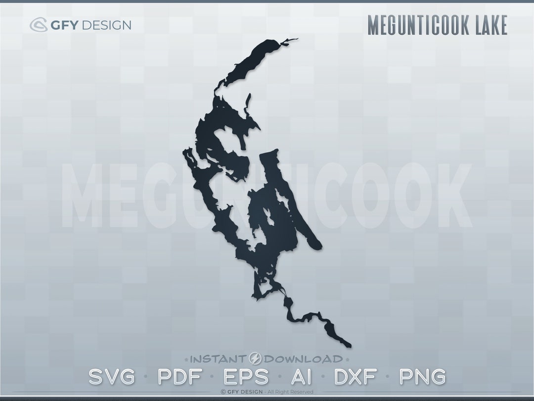 Megunticook Lake SVG - Digital File Set - Maine | Vector Outline Map ...
