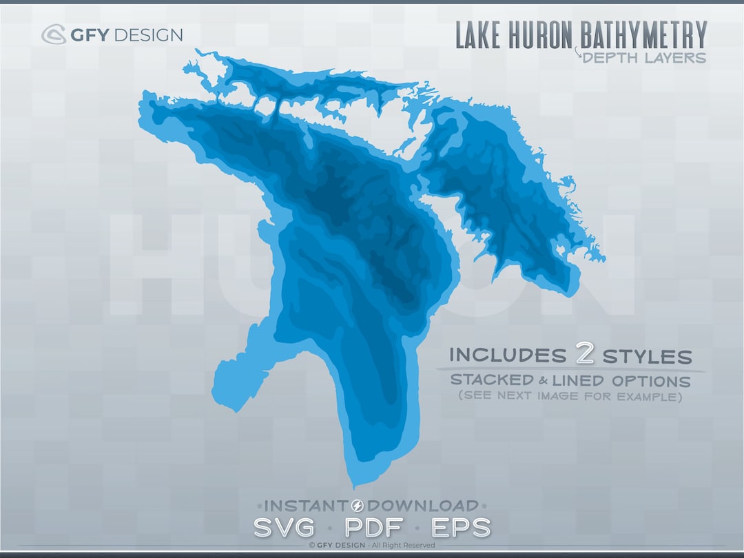 Lake Huron - Bathymetric Depth Layers SVG File Set - Great Lakes ...