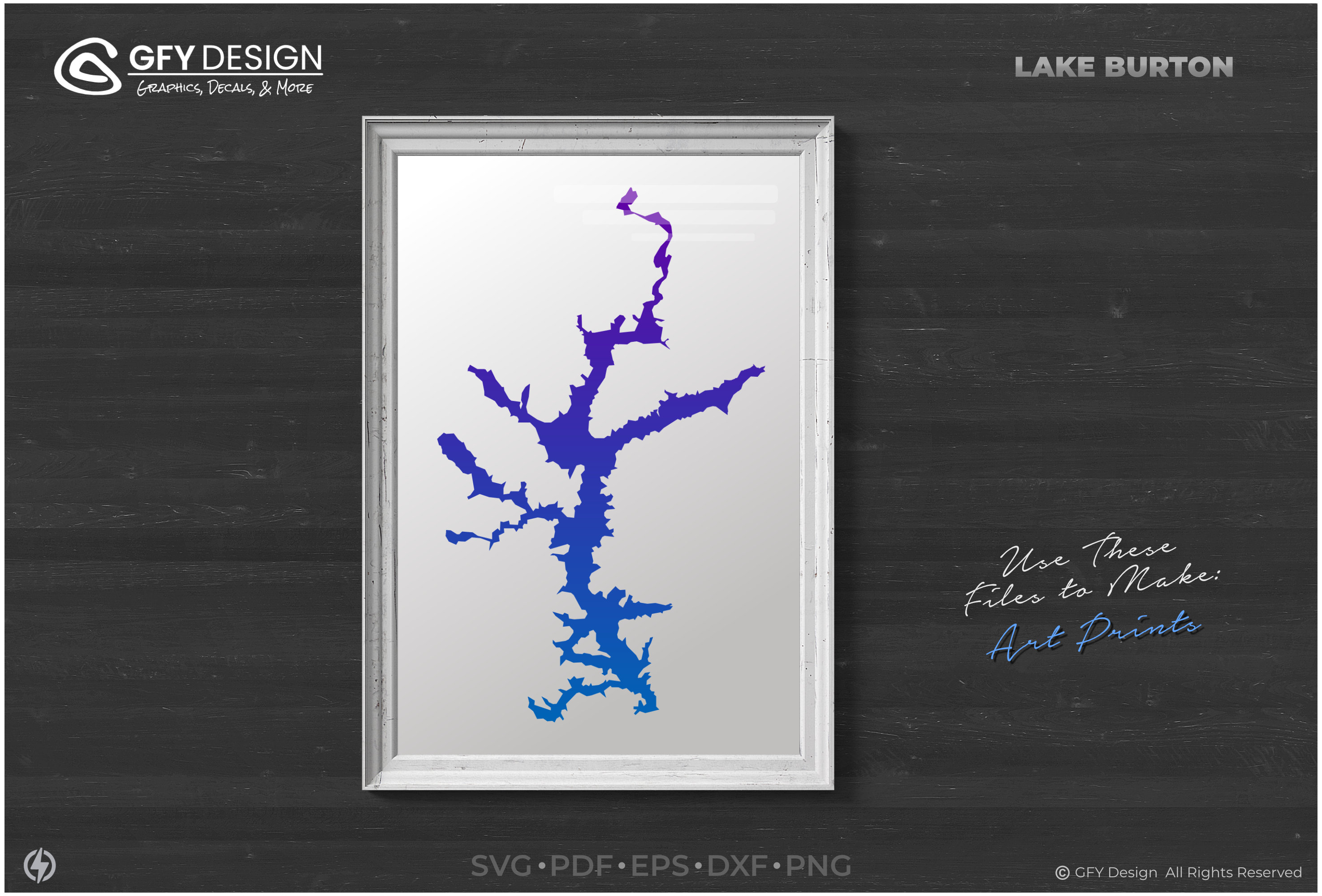 Lake Burton - Vector Graphic, Cut File, Map, Georgia, Print Ready ...