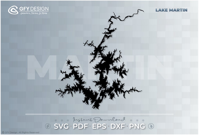 Lake Martin Vector Graphic Cut File Map Print Ready | Etsy