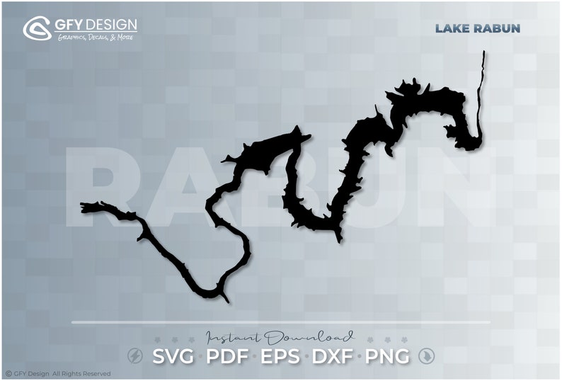 Lake Rabun - Vector Graphic, Cut File, Map, Georgia, Print Ready ...