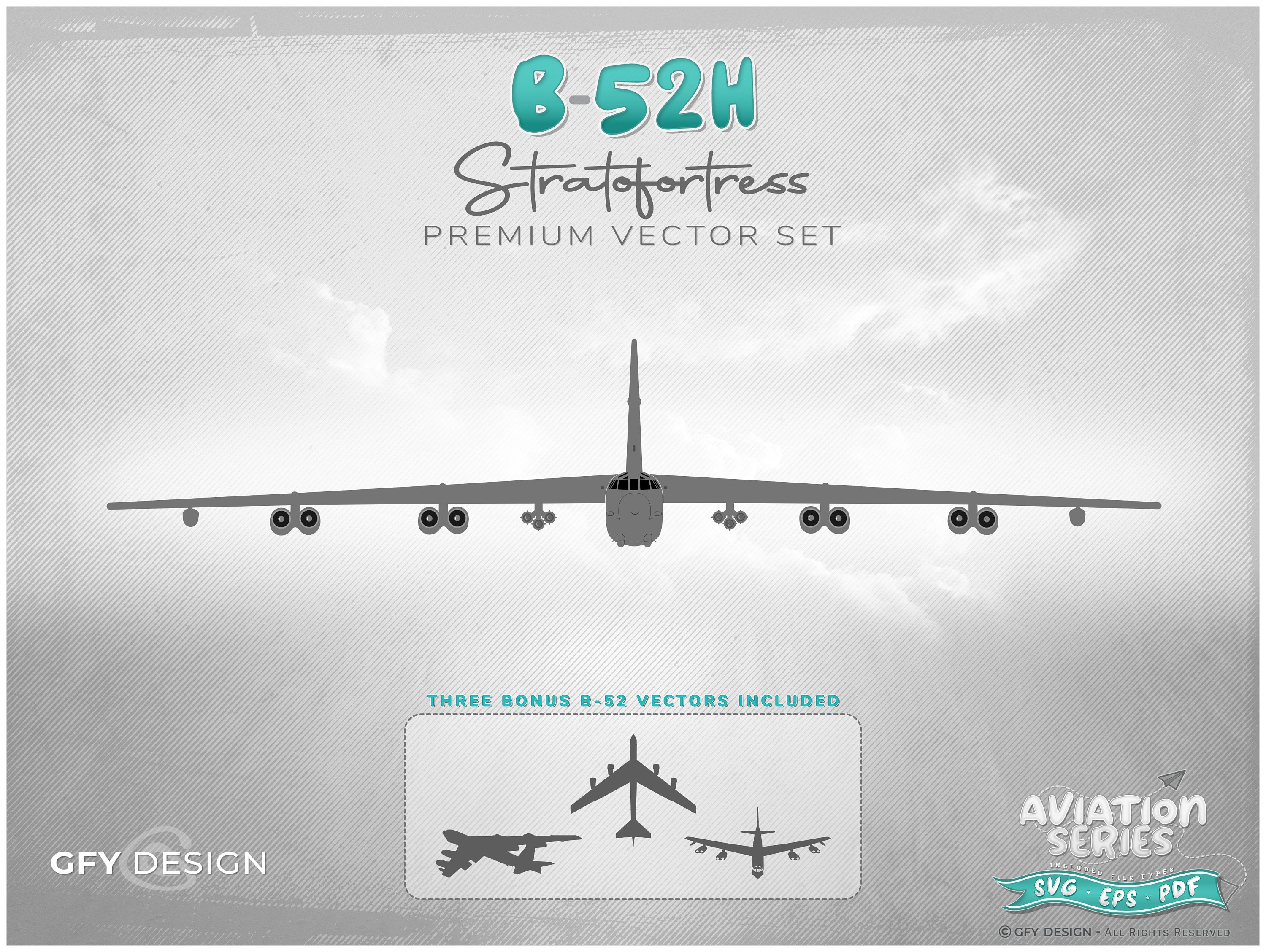 Premium B-52 Bomber Vector/svg Graphic Set Stratofortress BUFF ...