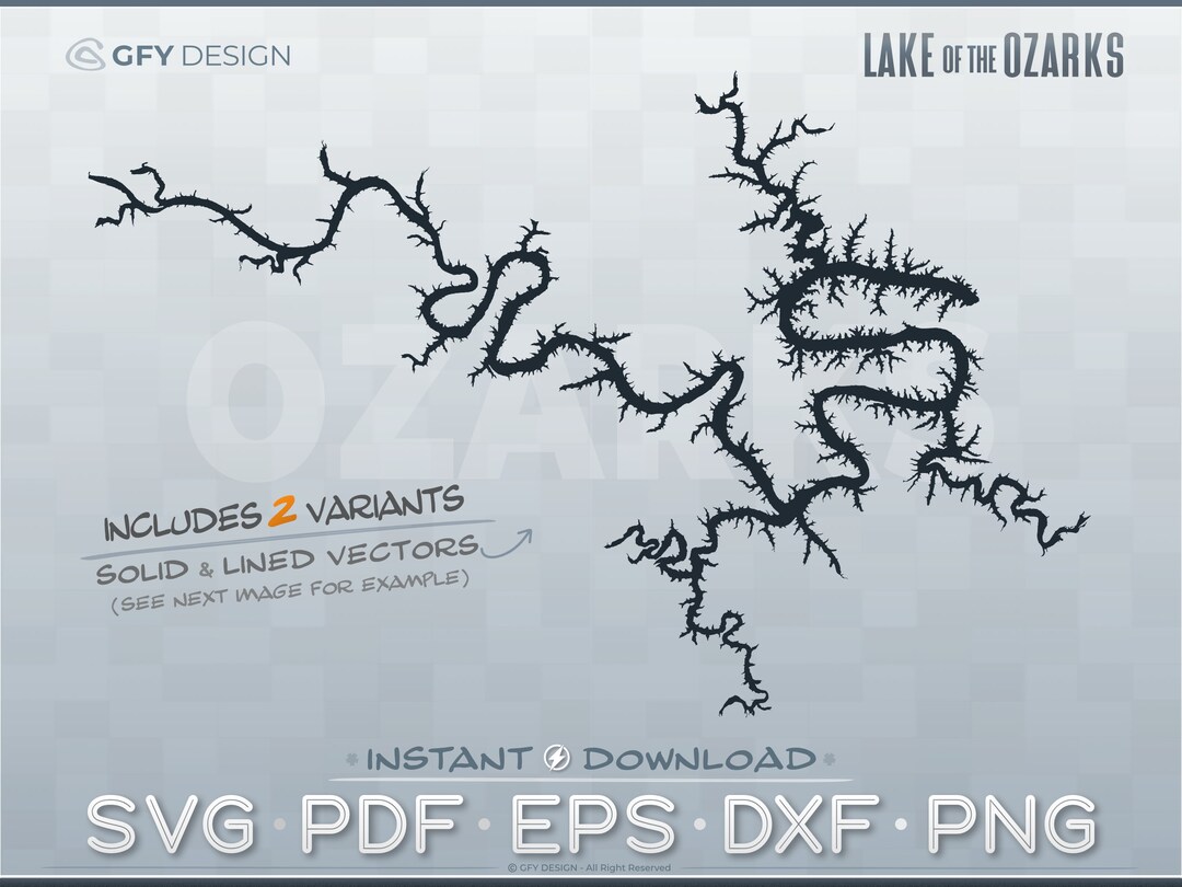 Lake of the Ozarks - SVG Vector Graphic, Cut File, Map, Missouri ...