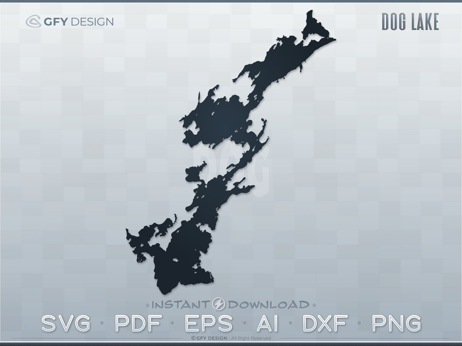 Dog Lake SVG - Digital File Set - Ontario | Vector Outline Map Shape ...