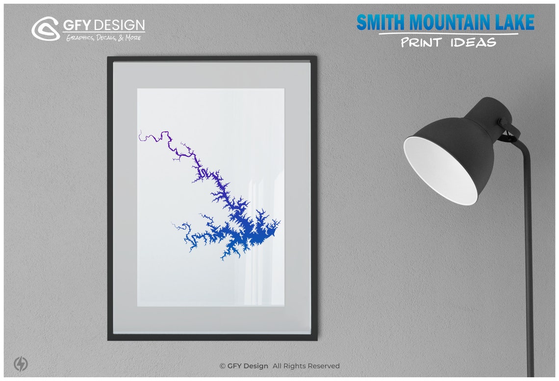 Smith Mountain Lake Vector Graphic Cut File Map Virginia | Etsy
