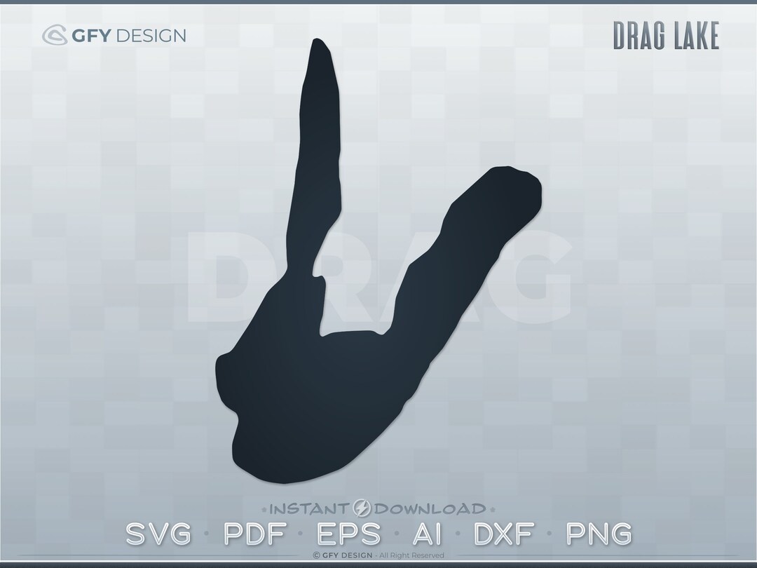 Drag Lake SVG - Digital File Set - Ontario | Vector Outline Map Shape ...