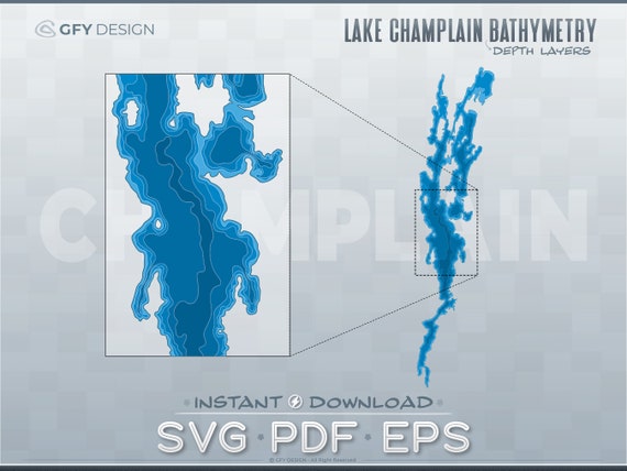 Lake Champlain With Bathymetric Depth Layers SVG Vector | Etsy