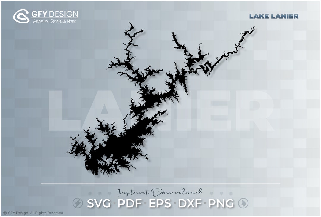 Lake Lanier - SVG Vector Graphic File Set - Georgia | Vector Outline ...