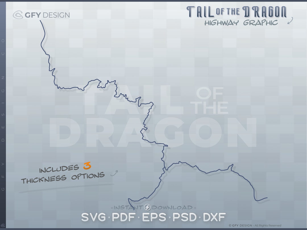 Tail of the Dragon Highway - SVG - Digital File Set | Roadway Map Trail ...