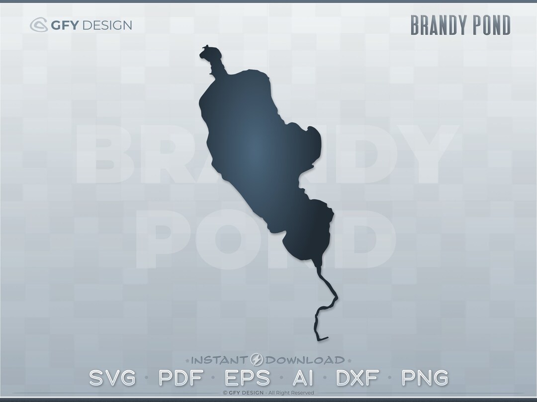 Brandy Pond SVG - Digital File Set - Maine | Vector Outline Map Shape ...