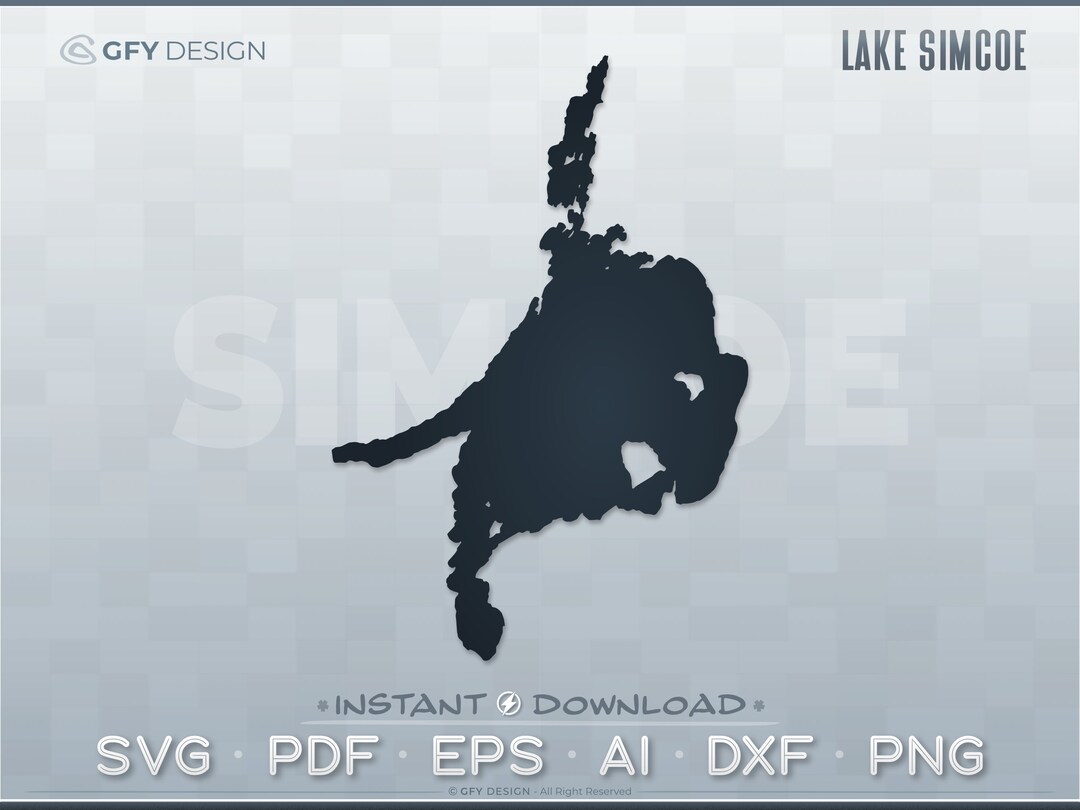 Lake Simcoe - SVG Digital File Set - Ontario Canada; Single Layer ...