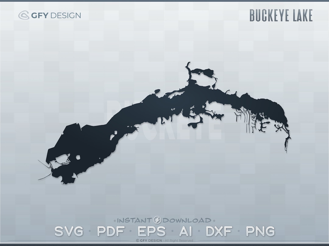 Buckeye Lake SVG - Digital File Set - Ohio | Vector Outline Map Shape ...