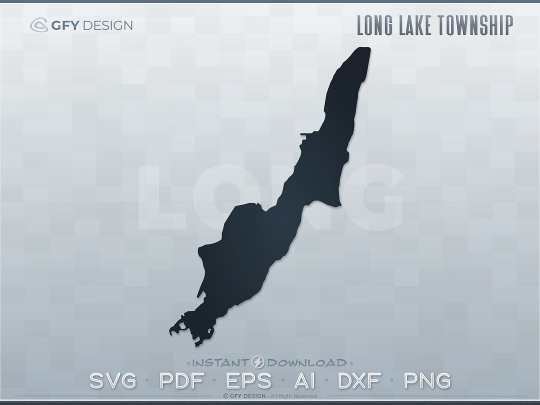 Long Lake SVG - Digital File Set - Michigan | Vector Outline Map Shape ...