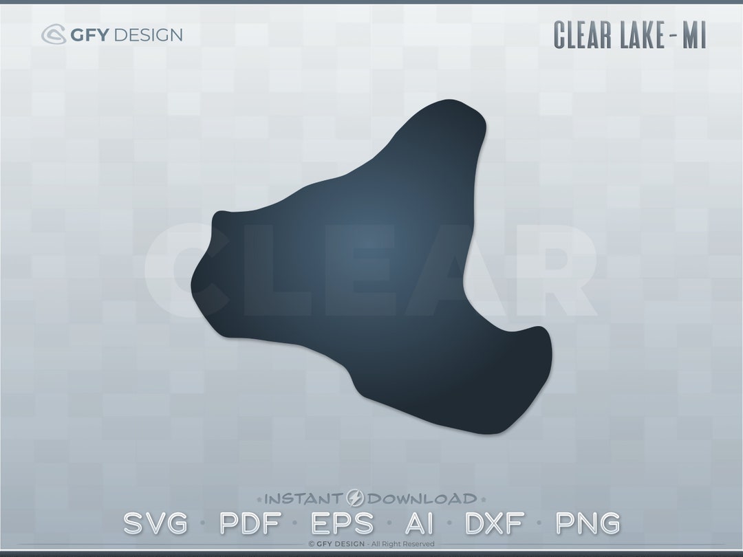 Clear Lake, Michigan - SVG - Digital File Set | Vector Outline Map ...