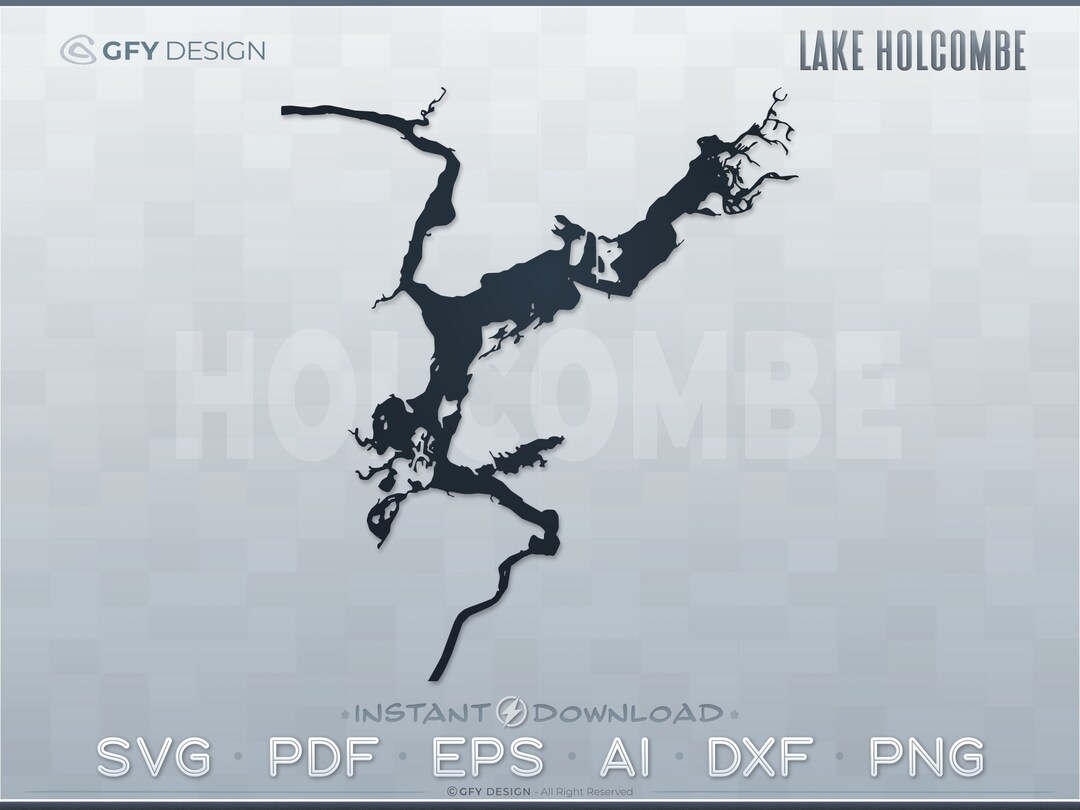 Lake Holcombe SVG - Digital File Set - Wisconsin | Vector Outline Map ...