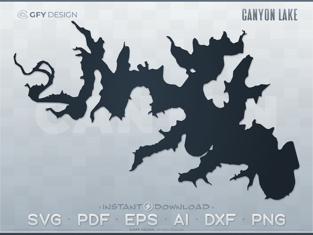 Canyon Lake SVG - Digital File Set - Texas | Vector Outline Map Shape ...
