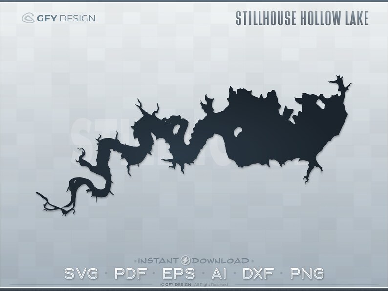 Stillhouse Hollow Lake SVG - Digital File Set - Texas | Vector Outline ...