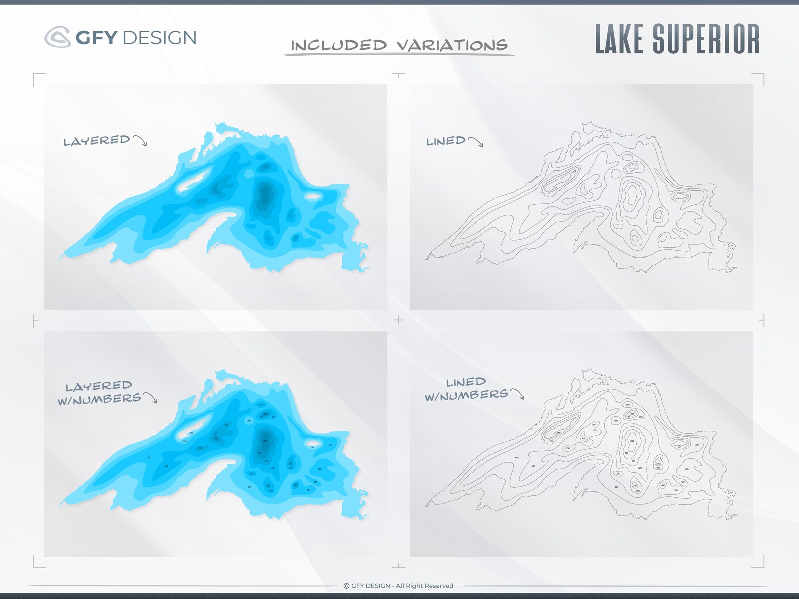Lake Superior Bathymetry SVG - Depth Layers Vector Graphic - Ideal for ...