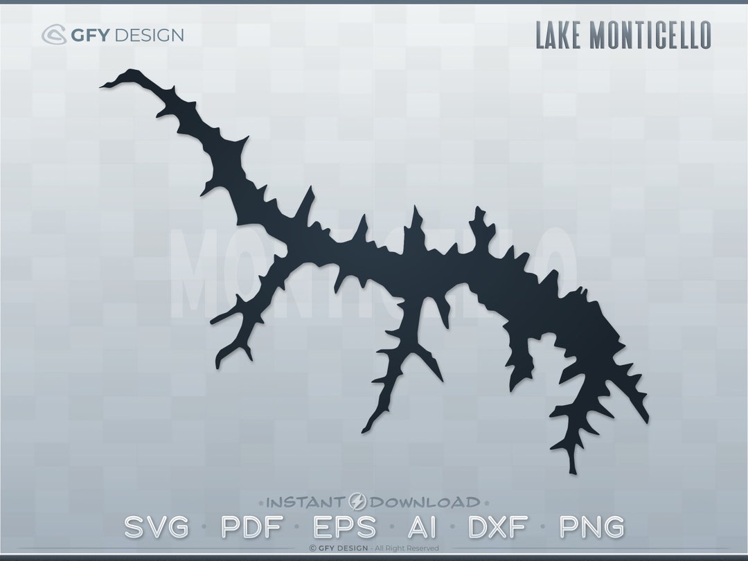 Lake Monticello SVG - Digital File Set - Virginia | Vector Outline Map ...