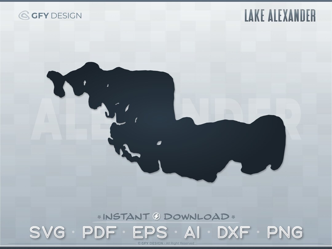 Lake Alexander SVG - Digital File Set - Minnesota | Vector Outline Map ...