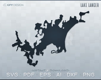 Lake Sinclair SVG Digital File Set Georgia Vector Outline Map Shape ...