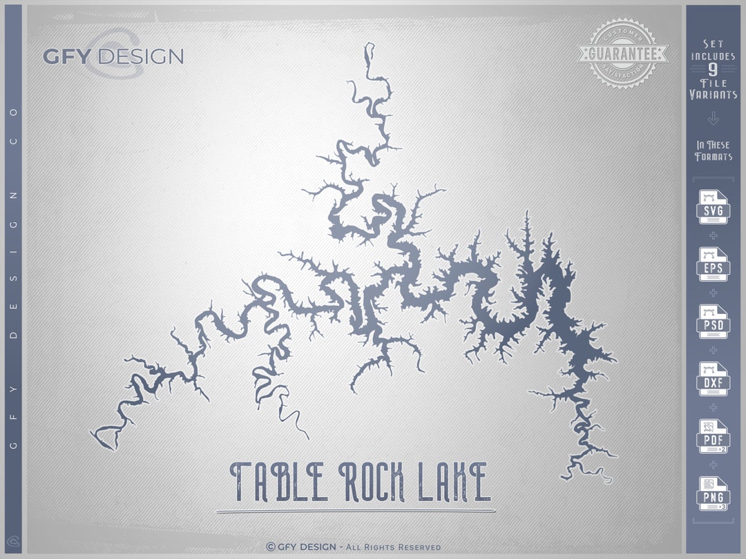 Table Rock Lake – SVG Vector Graphic - Missouri Lakes, Cut File, Map ...