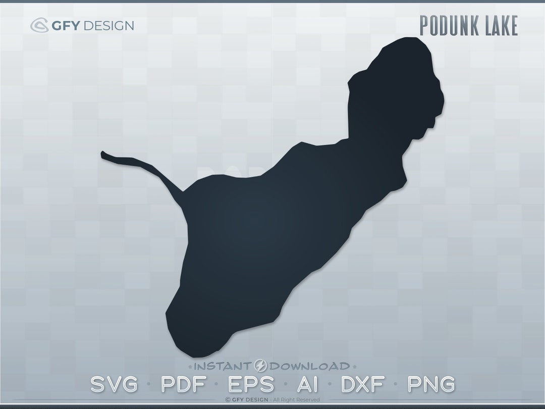 Podunk Lake SVG - Digital File Set - Michigan | Vector Outline Map ...